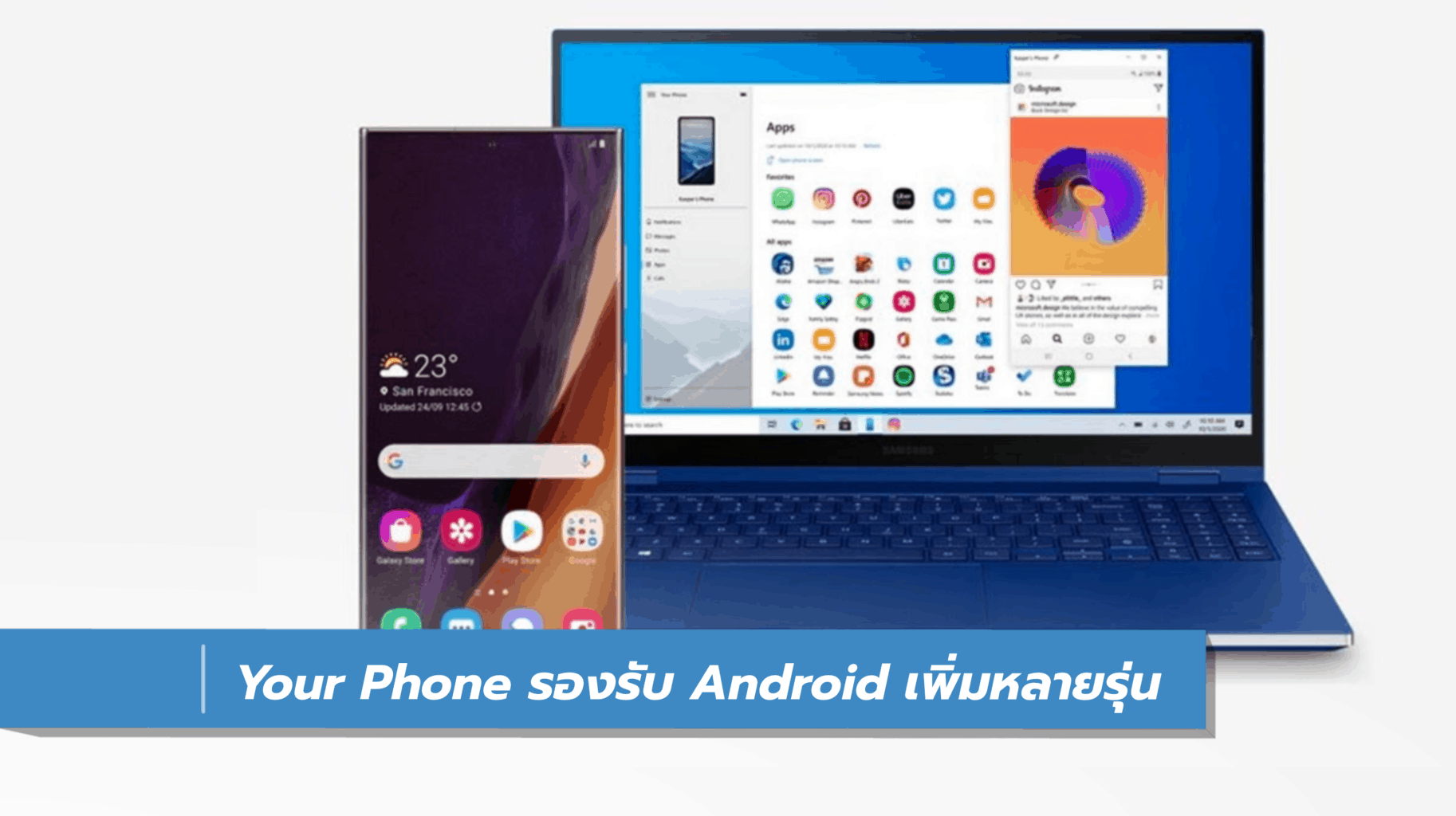 Microsoft อัปเดตฟีเจอร์แอป Your Phone รองรับมือถือ Android หลายรุ่น แชร์แอปจากมือถือขึ้นหน้าจอ ...